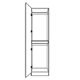 Single width wardrobe with double hanging space and shelf above