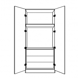 Double width wardrobe with single hanging space and 3 internal drawers