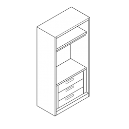 Double width wardrobe with single hanging space and 3 internal drawers