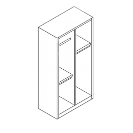 Double width wardrobe with full height hanging and double half height ...